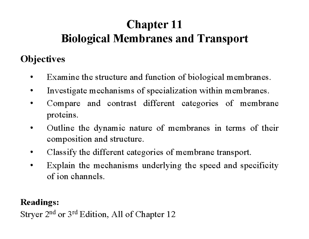 Chapter 11: Biological Membranes and Transport - Concepts and ...