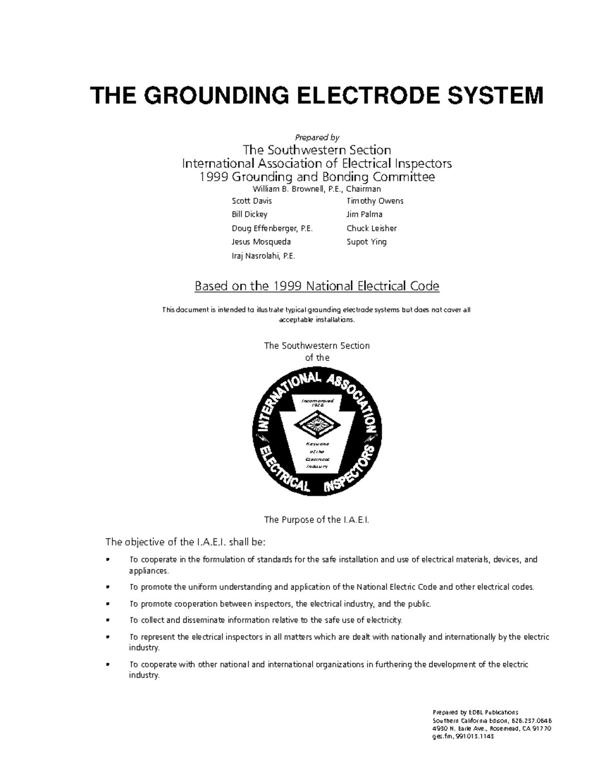 Grounding Information - Prepared by EDBL Publications Southern California Edison, 626. 4930 N ...