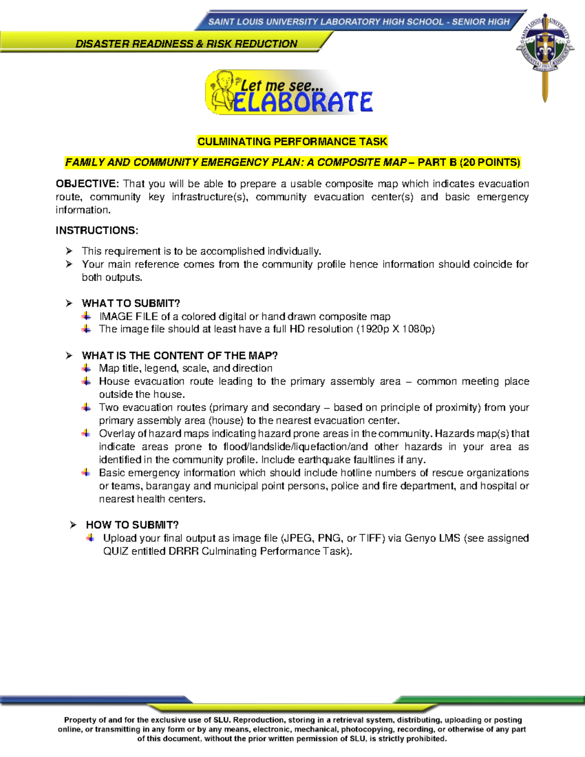 DRRR CPT Part B - Family & Community Emergency Plan Map Guide - Studocu