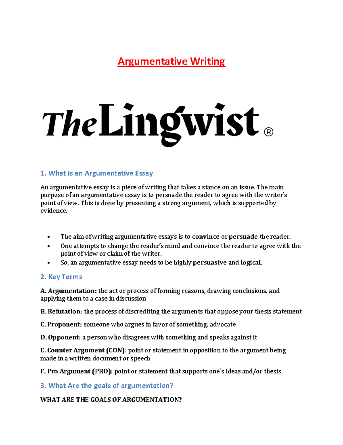 Argumentative-writing - Argumentative Writing 1. What is an ...