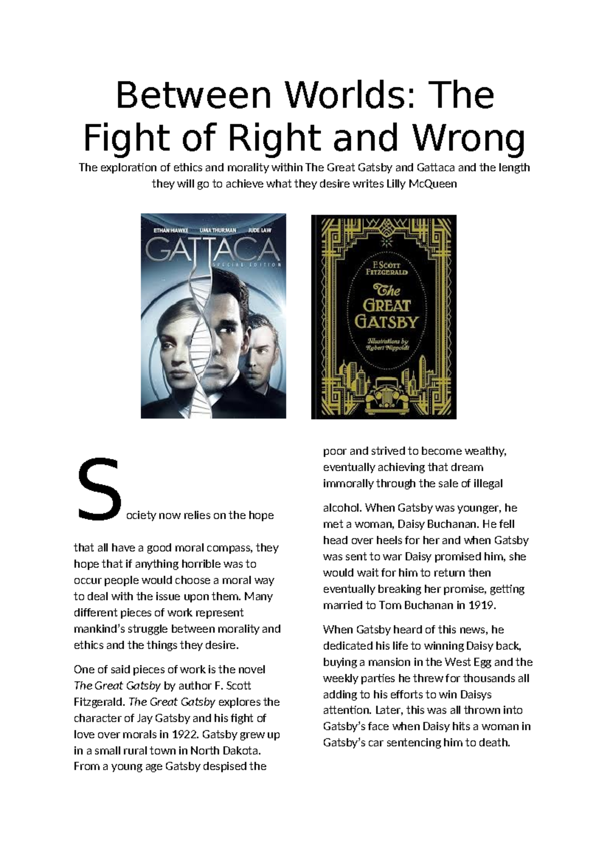 Gatsby vs Gattaca: Ethics and Morality in Literature & Film Analysis ...