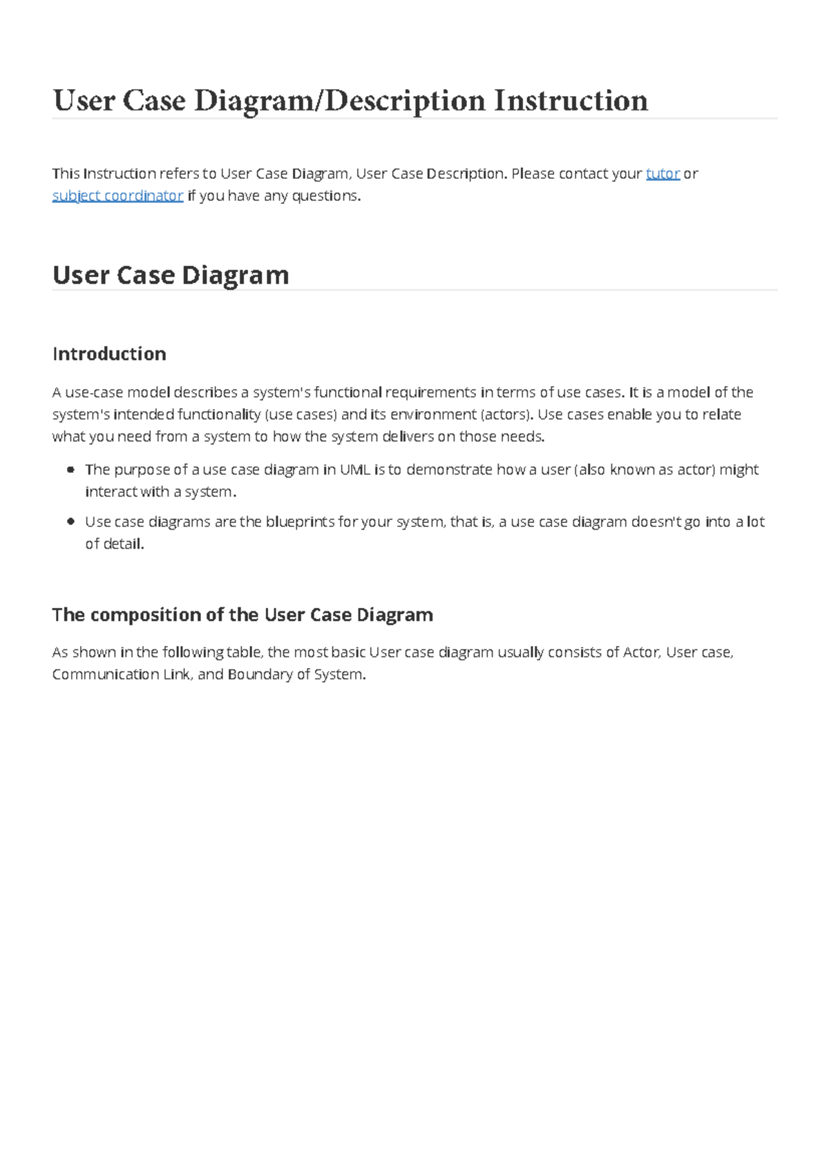 User Case Diagram & Description Instruction (UML 101) - Studocu