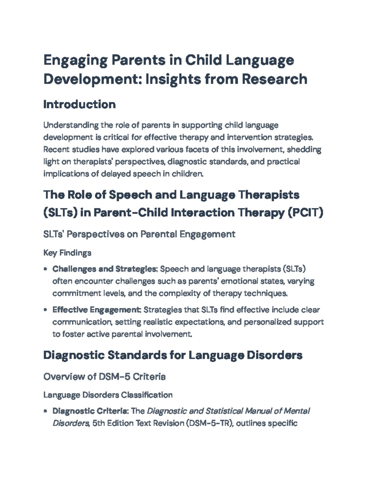 Engaging Parents in Child Language Development: Insights for SLTs ...