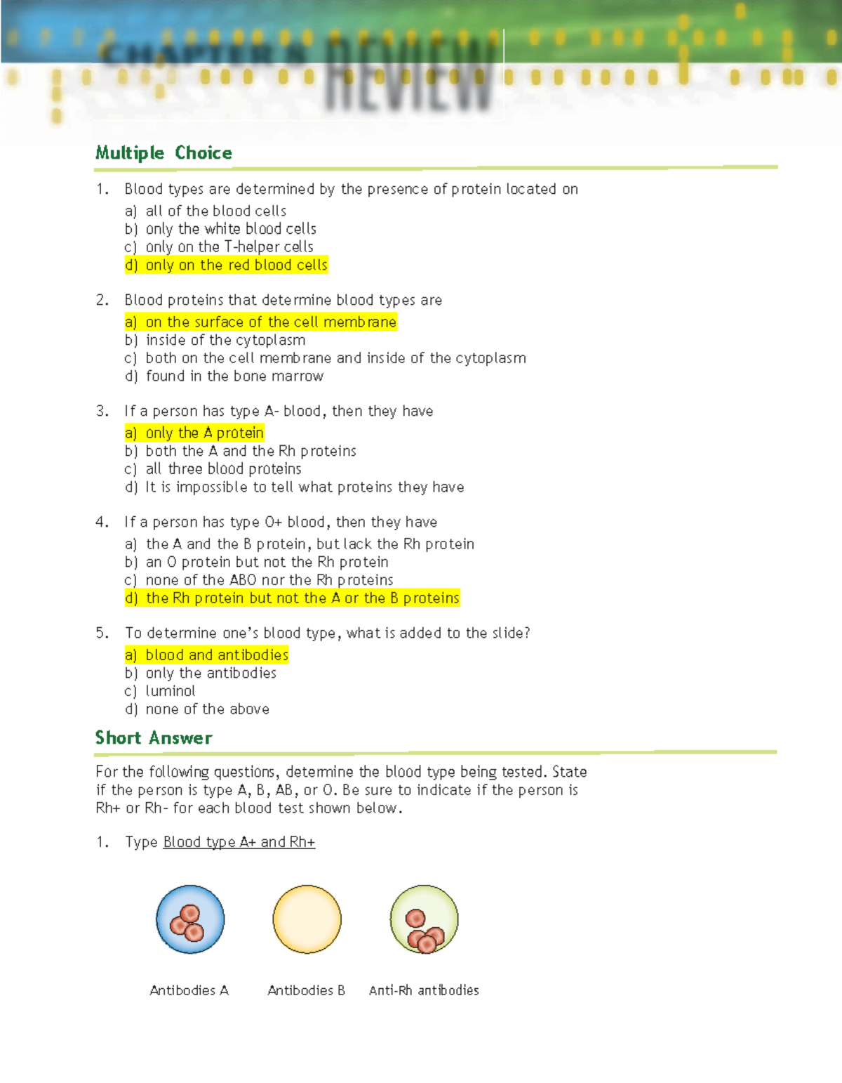 Forensics ch8 blood and blood spatter answers - Multiple Choice Blood ...