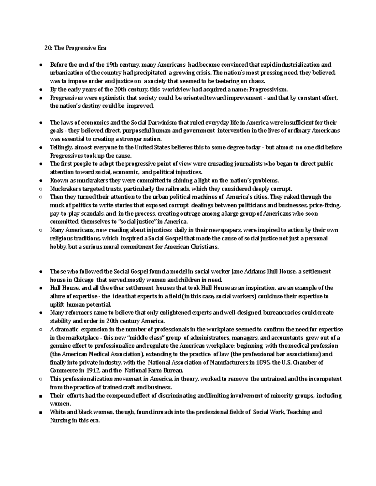 YAWP 20 Notes - 20: The Progressive Era Before the end of the 19th ...