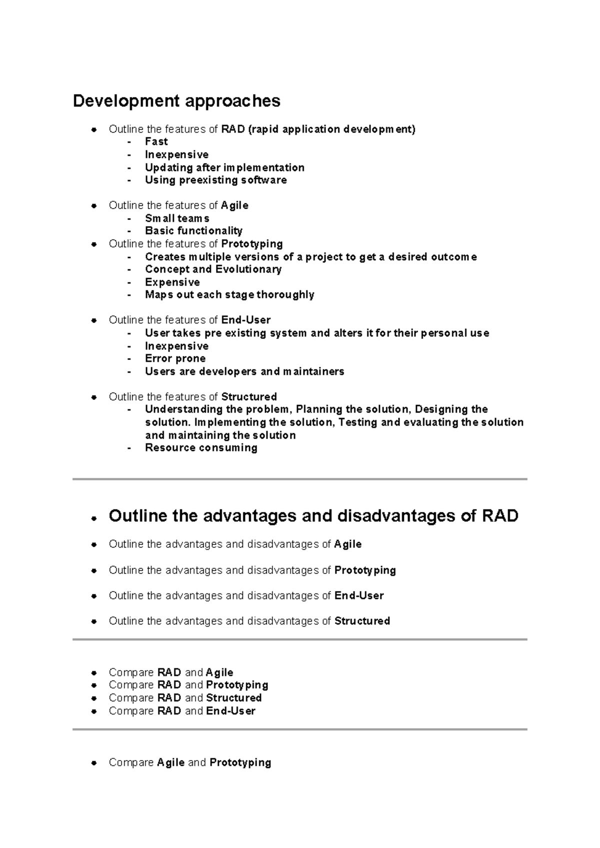 SDD Notes: Features, Methods, and Comparisons of Development Approaches ...