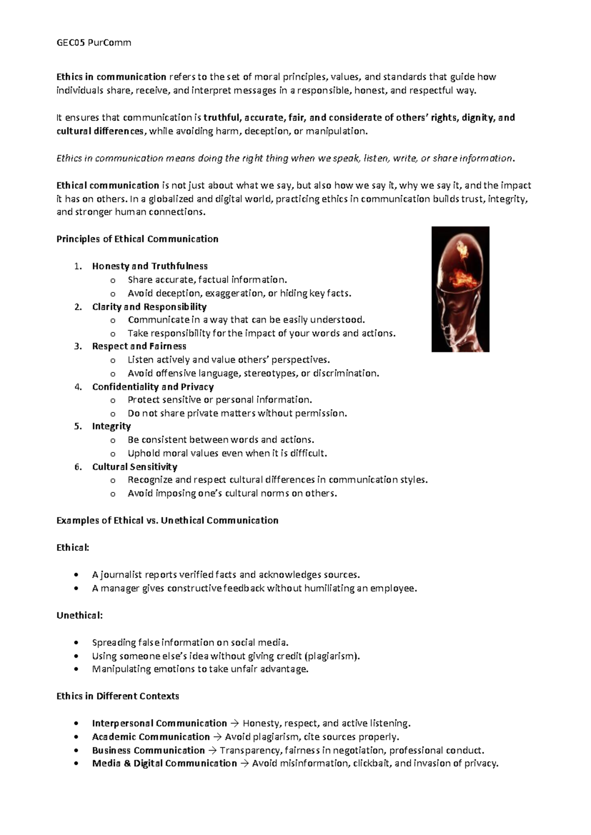 Ethics in Communication: GEC05 PurComm 2026 Overview and Principles ...