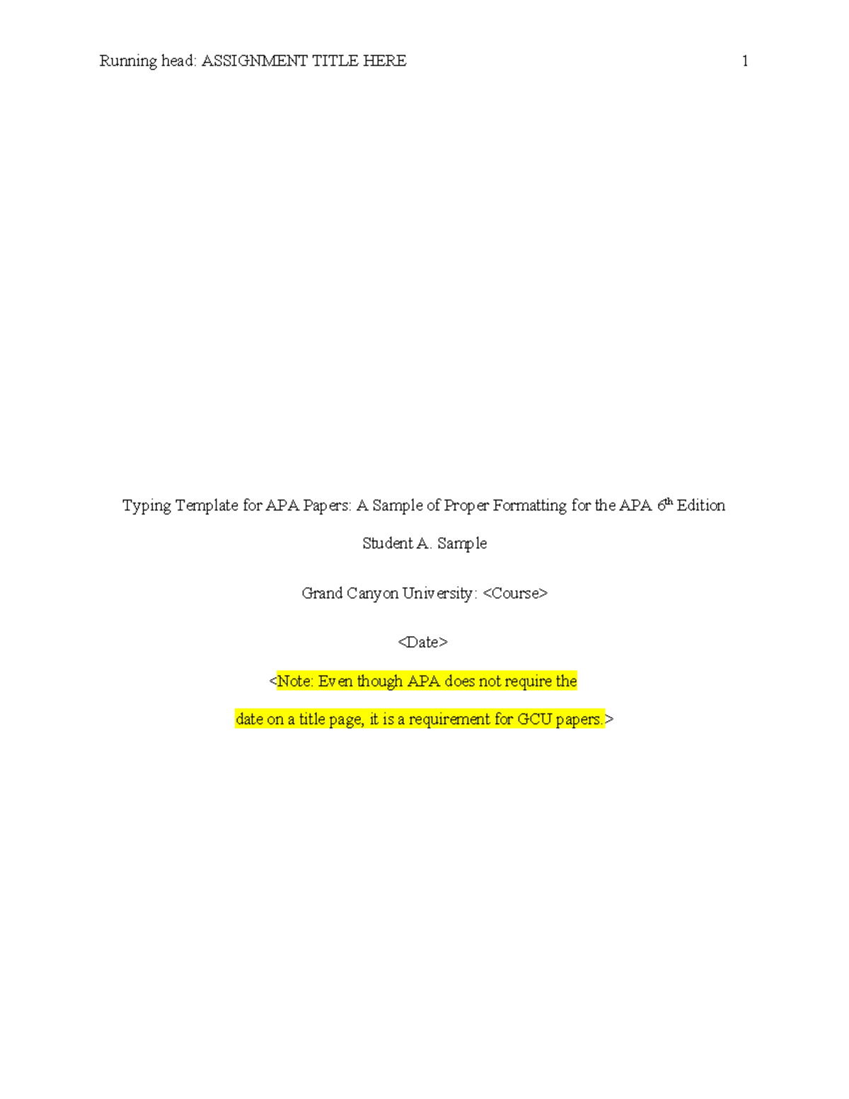 APA 6th Edition Formatting Template for FA23 Assignments - Studocu