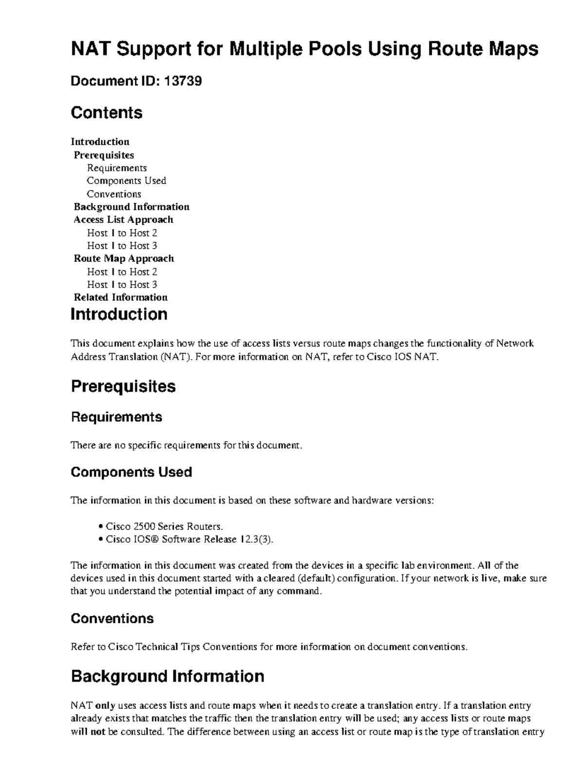 Cisco 13739 NAT support for Multiple pools using Route Maps - NAT ...