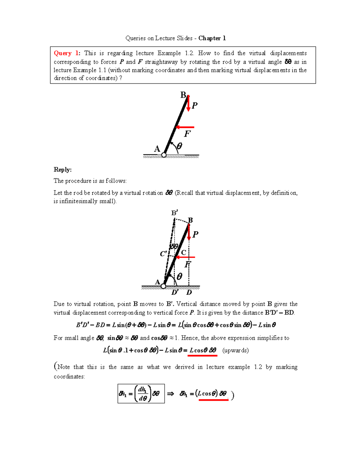 FAQs on Lecture Slides - Chapter 1: Virtual Displacements Explained - Studocu