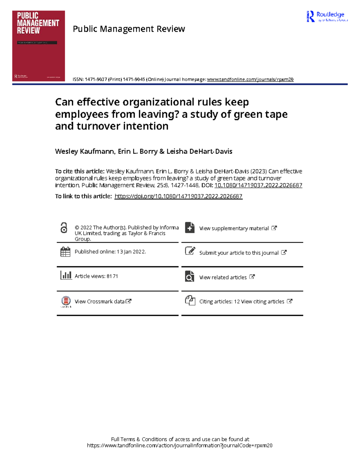 Can Effective Organizational Rules Reduce Employee Turnover Intentions ...