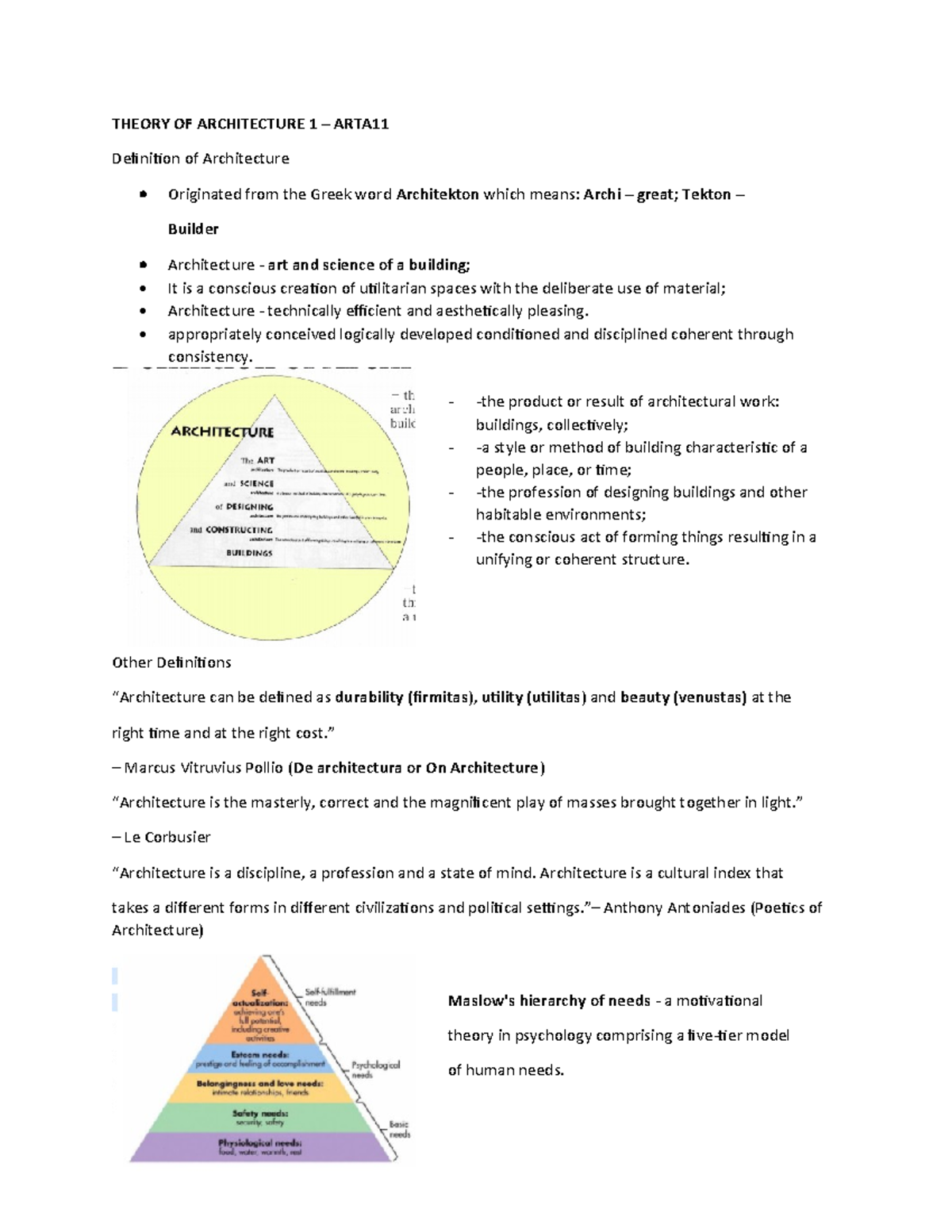 TOA 1 Architecture Theory Review Summary and Key Concepts - Studocu