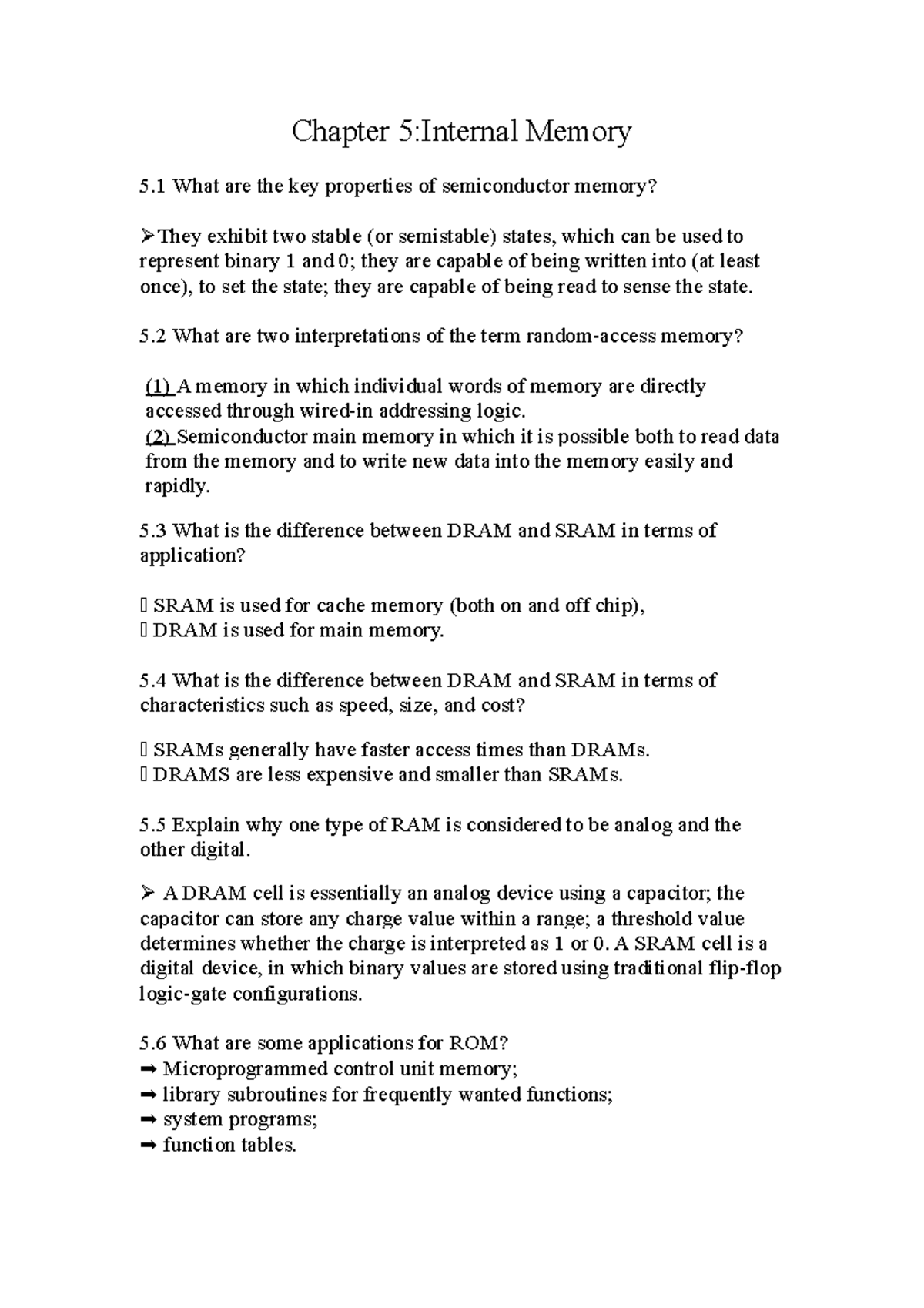 Chapter 5 - :)) - Chapter 5:Internal Memory 5 What are the key ...