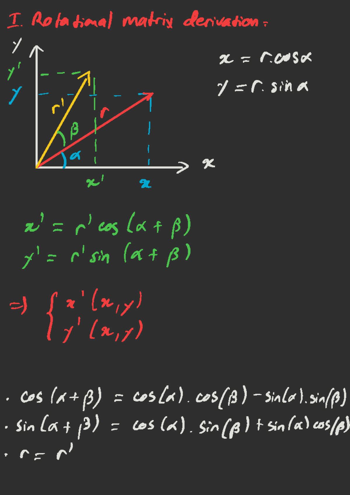 Rotational Matrix Derivation and Reflection in Matrices - Studocu