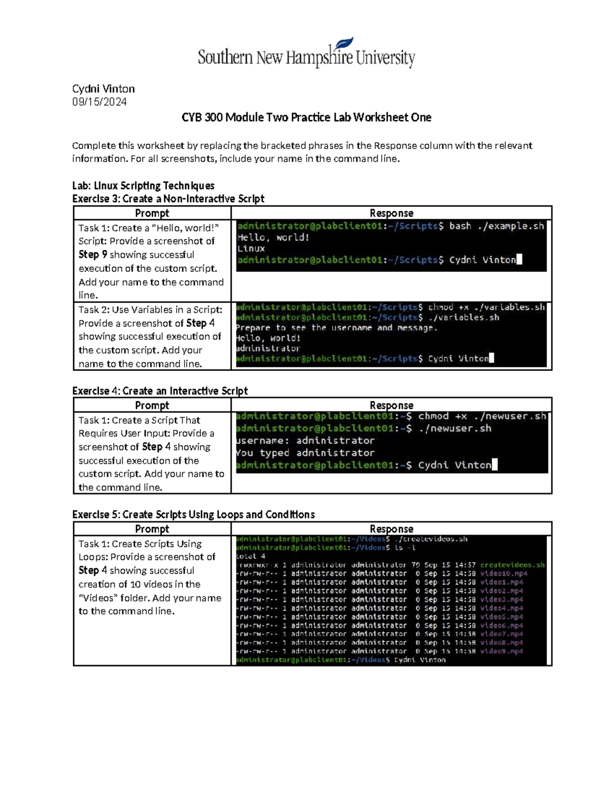 CYB 300 Module Two Practice Lab Worksheet - Linux Scripting Techniques - Studocu