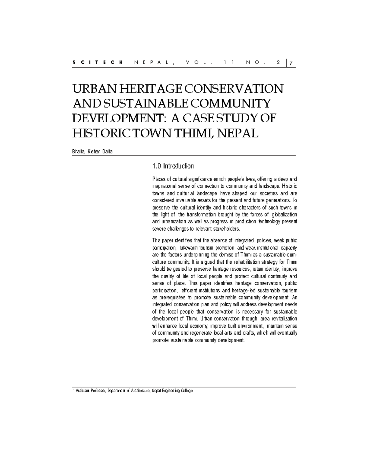 Urban Heritage Conservation and Sustainable Community Development: A ...