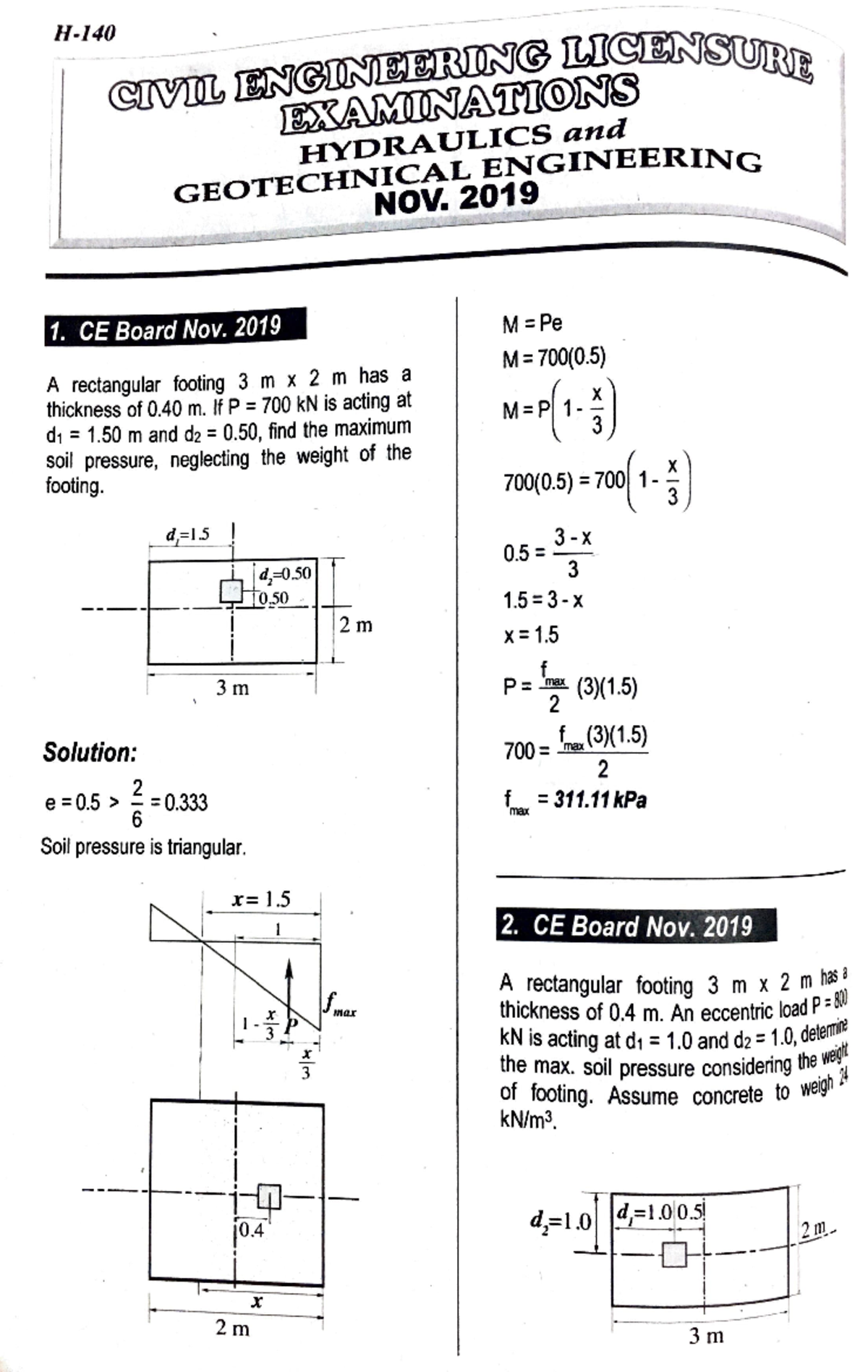 CE 2019 Board Exam Questions on Hydraulics & Geotechnical Engineering ...