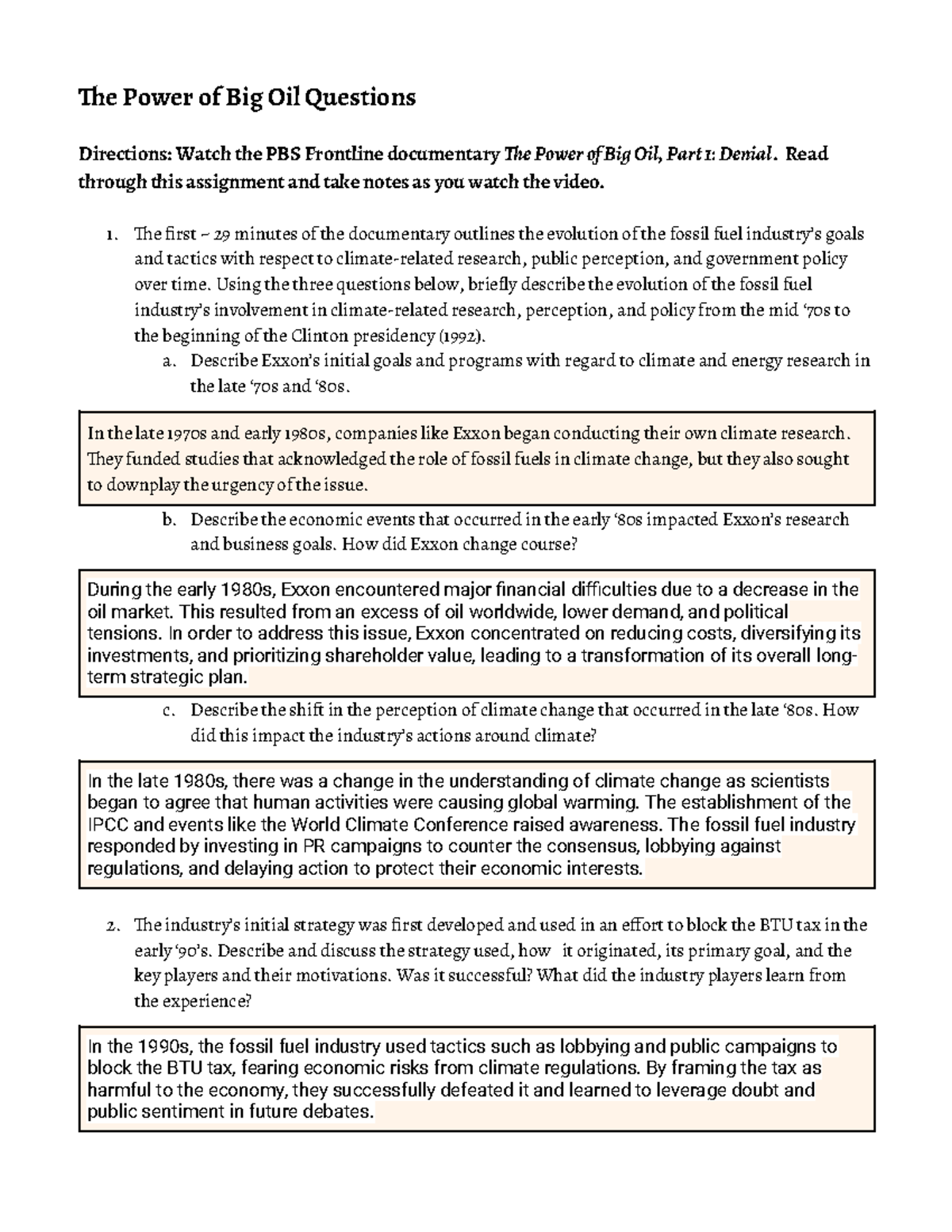 The Power of Big Oil: Evolving Strategies and Tactics in Climate ...