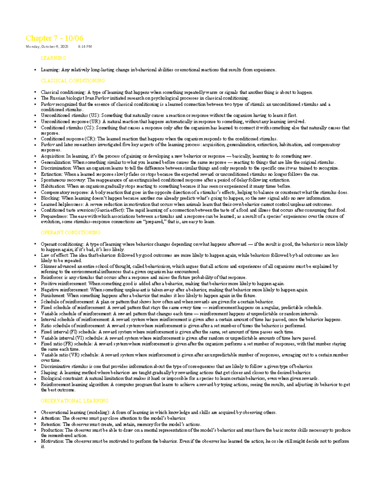 Psychology 101: Classical & Operant Conditioning Notes - Studocu