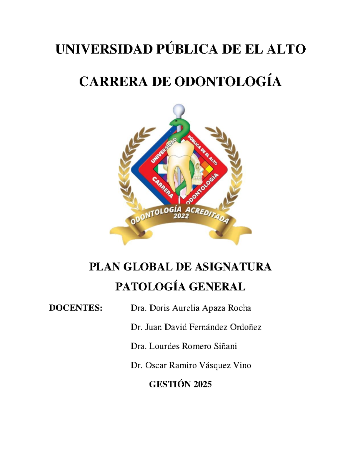 PG2 25 PAT 206 - Plan Global de Asignatura: Patología General - Studocu