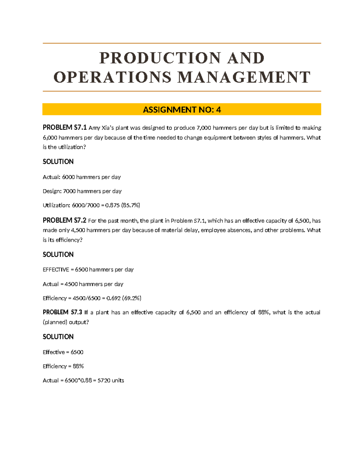 503052510 Chapter 4 Production and Operations Numeric Problems - Studocu
