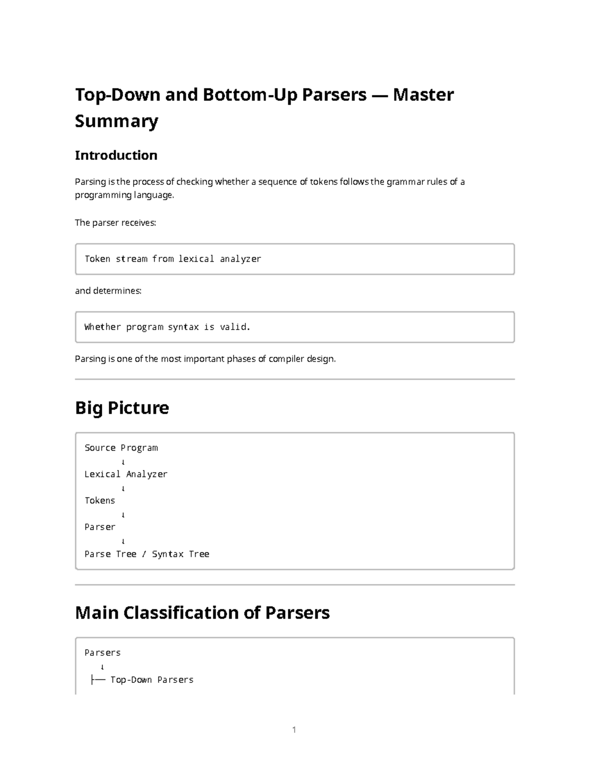 Parsers - PPL Final Exam Summary and Key Concepts - Studocu