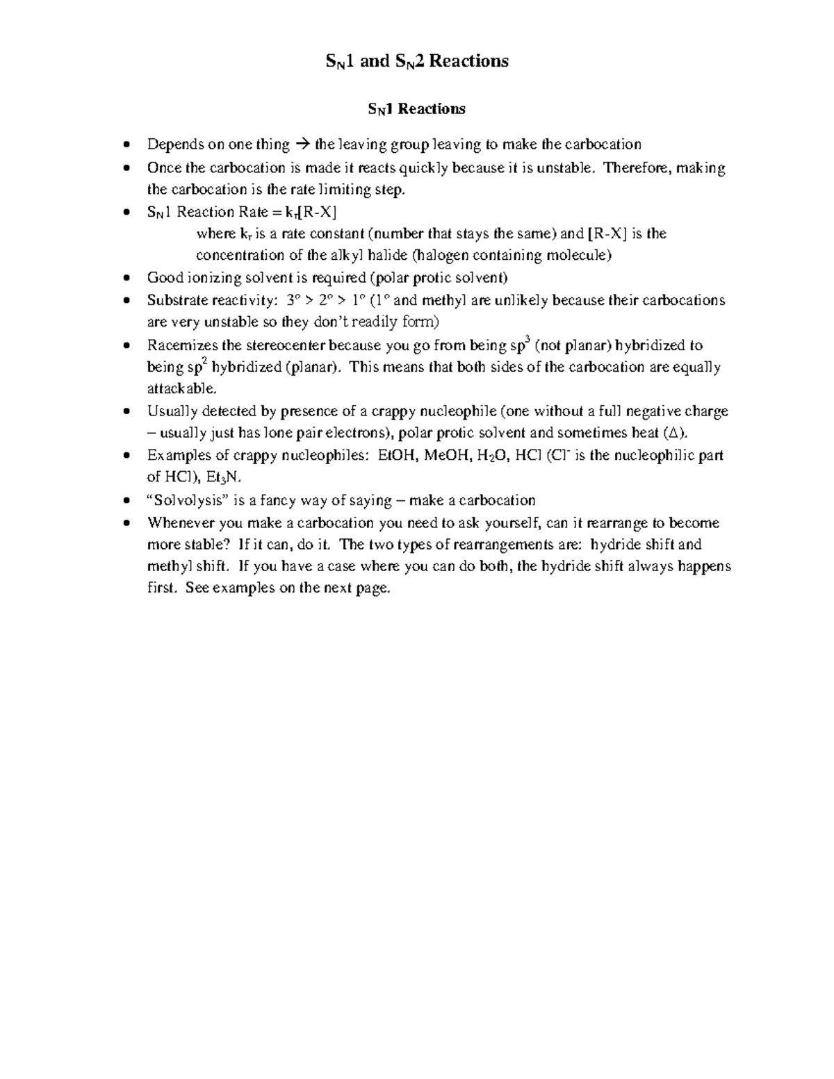 SN1 and SN2 Reaction Mechanisms: Detailed Study Notes - Studocu