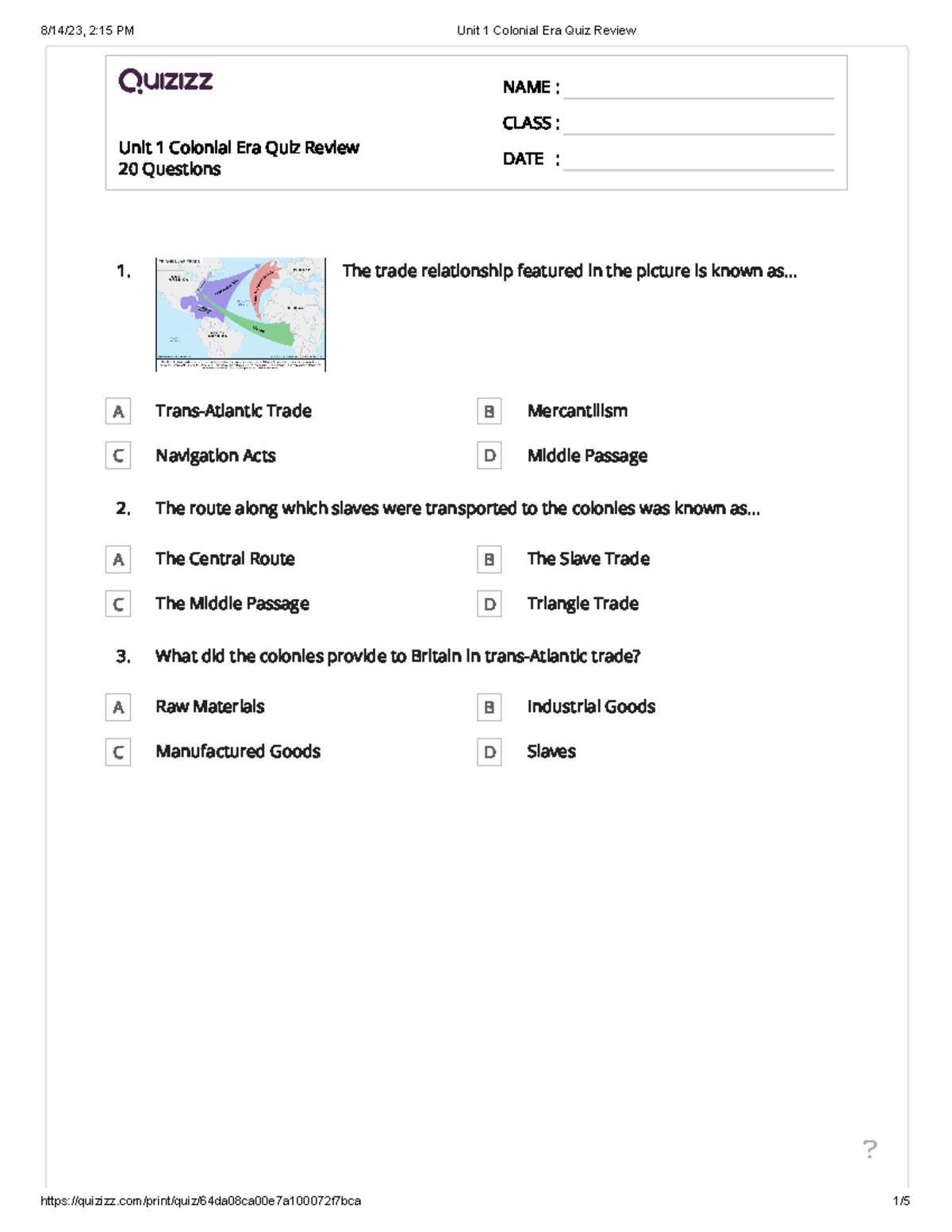 Unit 1 Colonial Era Quiz Prep Guide - Studocu