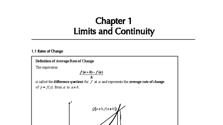 Acing Review: Chapter 1 - Limits and Continuity - Studocu