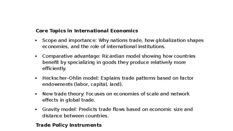Core Topics in International Economics: Trade, Policy, and Development ...