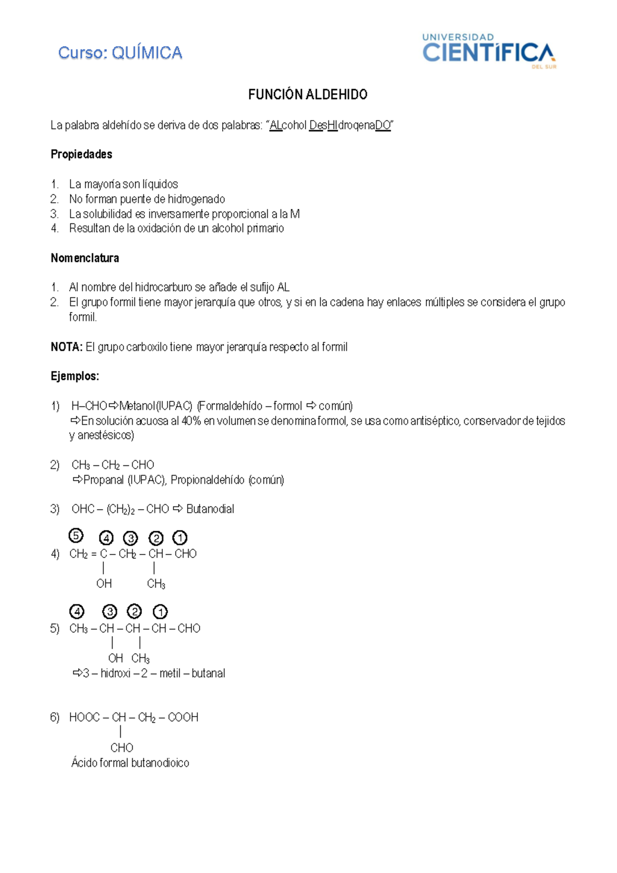 Semana 12 Separata Aldehidos Y Cetonas - FUNCIÓN ALDEHIDO La palabra ...