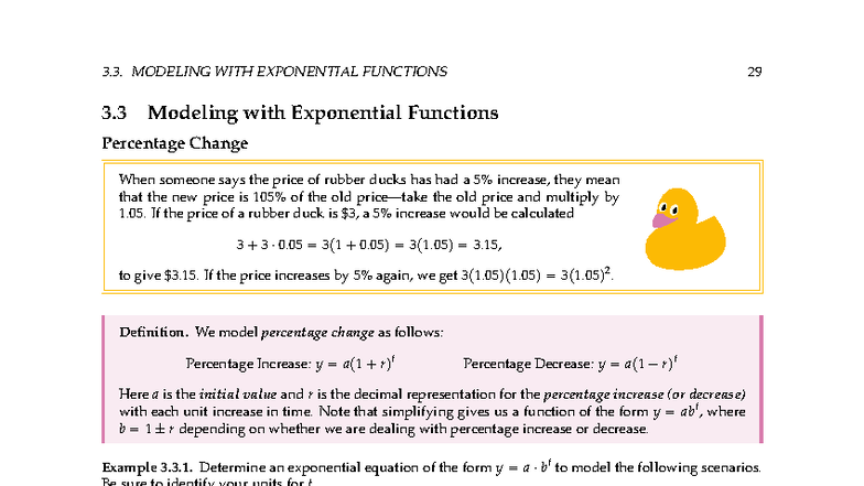 3.3 Modeling Exponential Functions: Percentage Change & Decay - Studocu