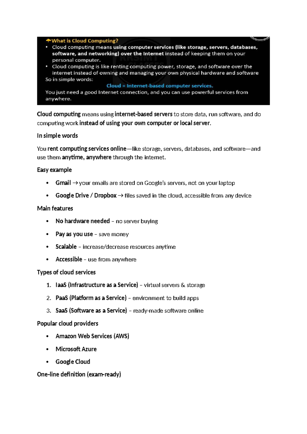Cloud Computing Overview: Key Concepts and Technologies - Studocu