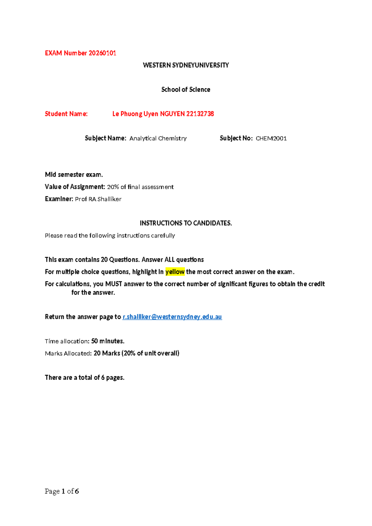 CHEM2001 Mid-Semester Exam Notes - Analytical Chemistry - Studocu