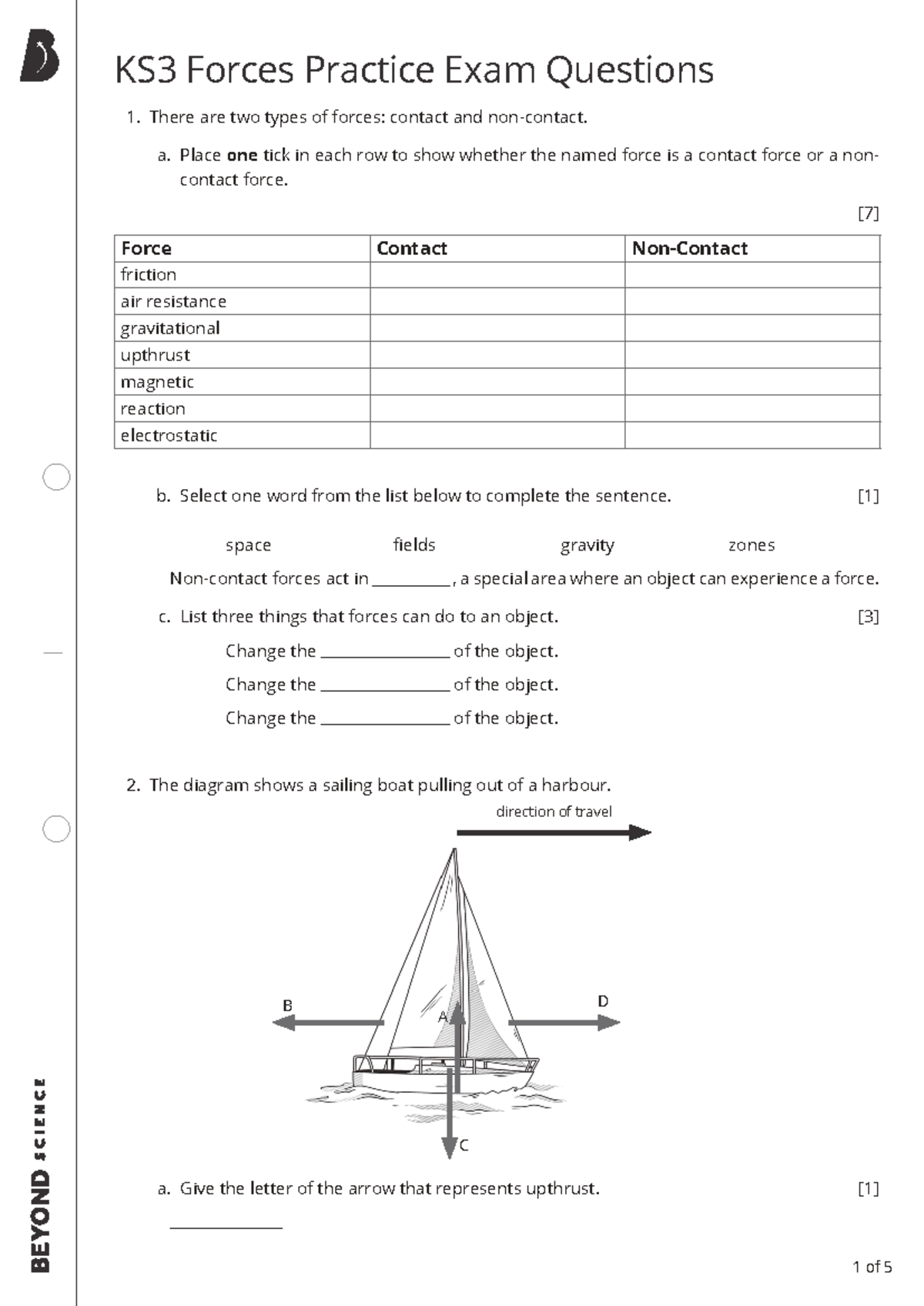 KS3 Forces Foundation Practice Exam Questions - Studocu