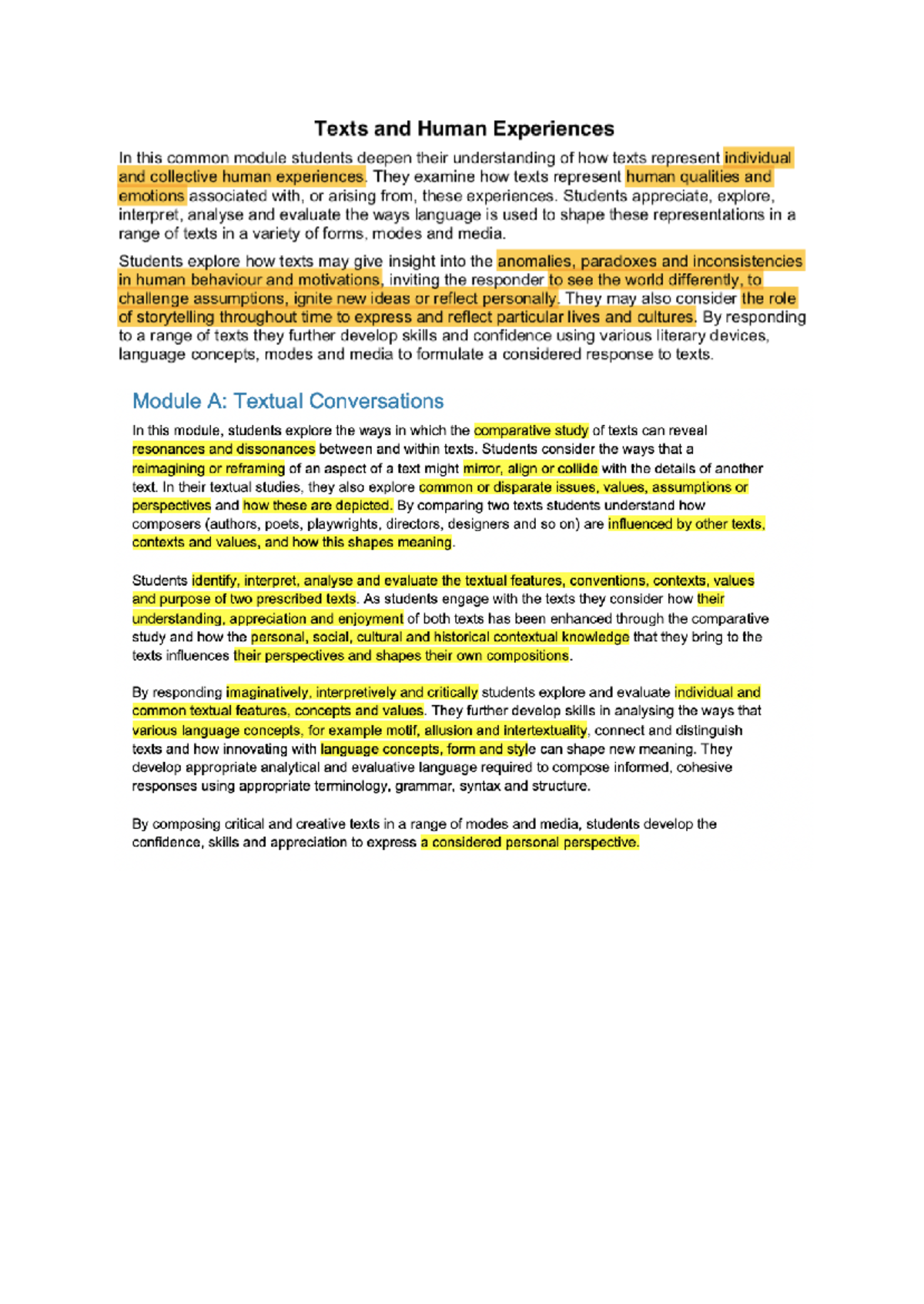 ENG ADV Module C: Craft of Writing - Rubric Overview - Studocu