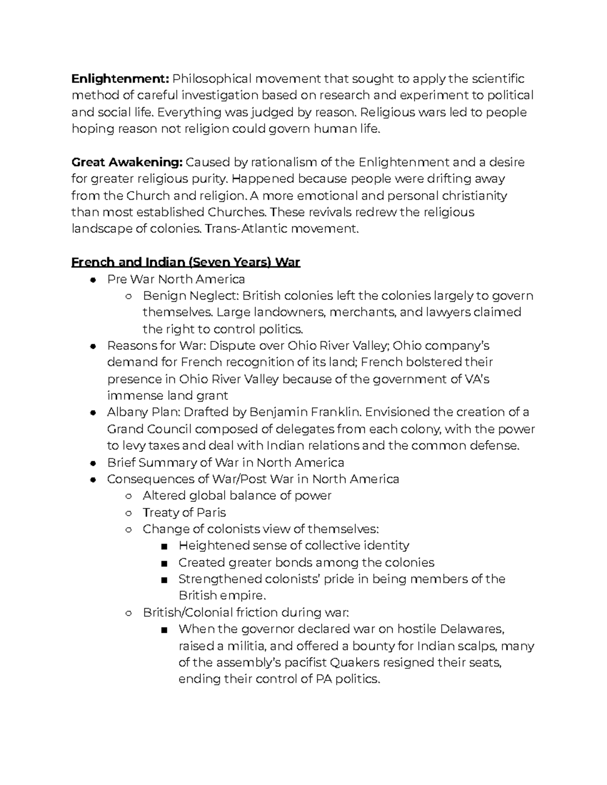 APUSH Reading Quiz: Enlightenment, Great Awakening & French Indian War ...