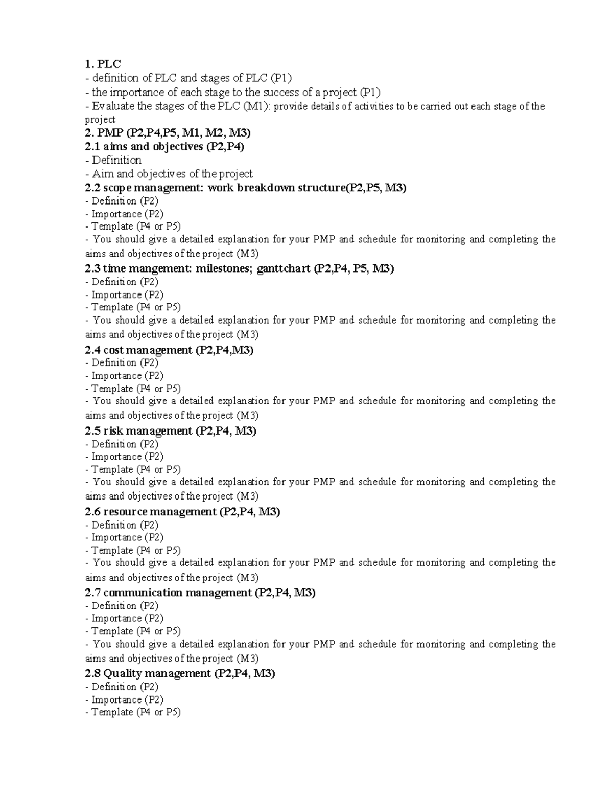 P1, P2, P3, P4, P5, M1, M2, M3: Comprehensive Project Management ...