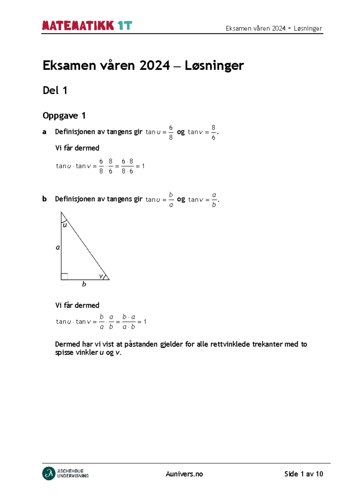 Eksamen 1T V 2024 - Løsninger og Oppgaver med Regresjonsanalyse - Studocu