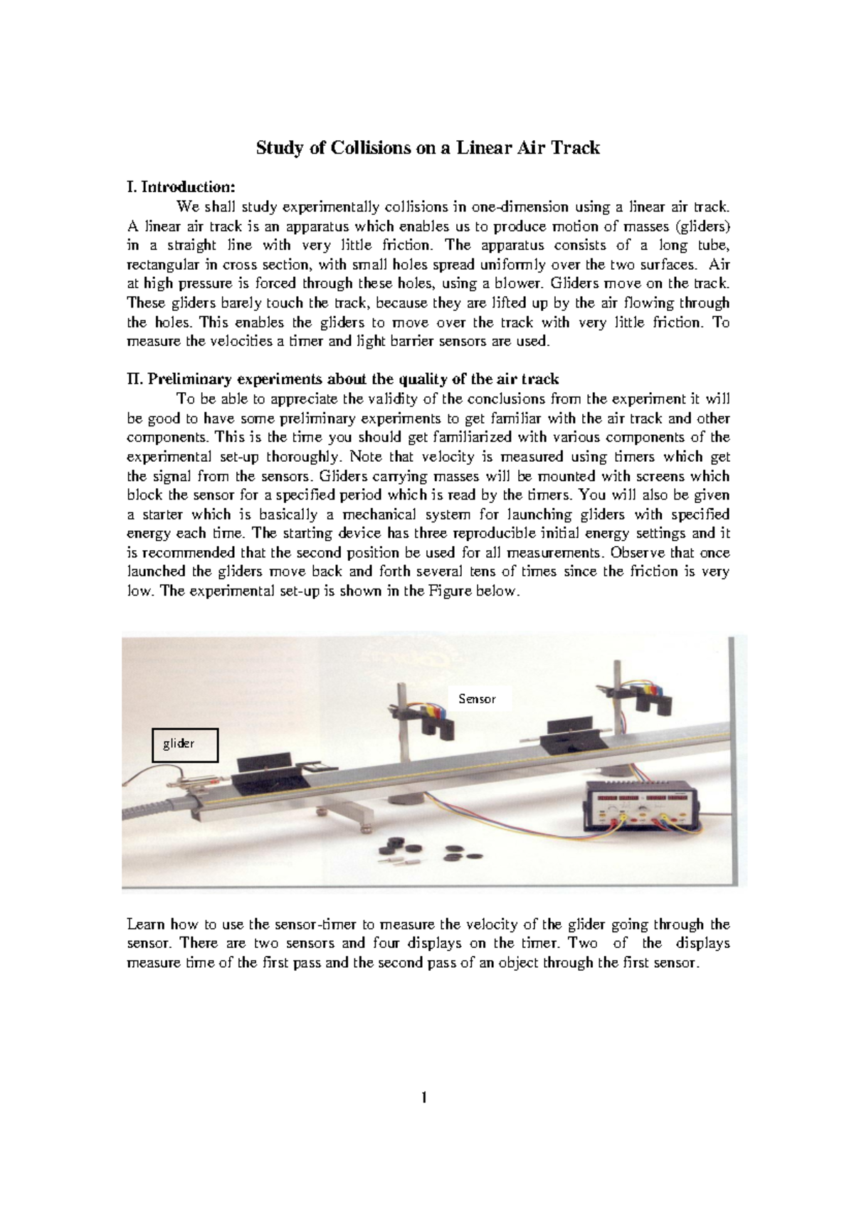 Air Track Experiment Manual: Studying Collisions in 1D Physics - Studocu