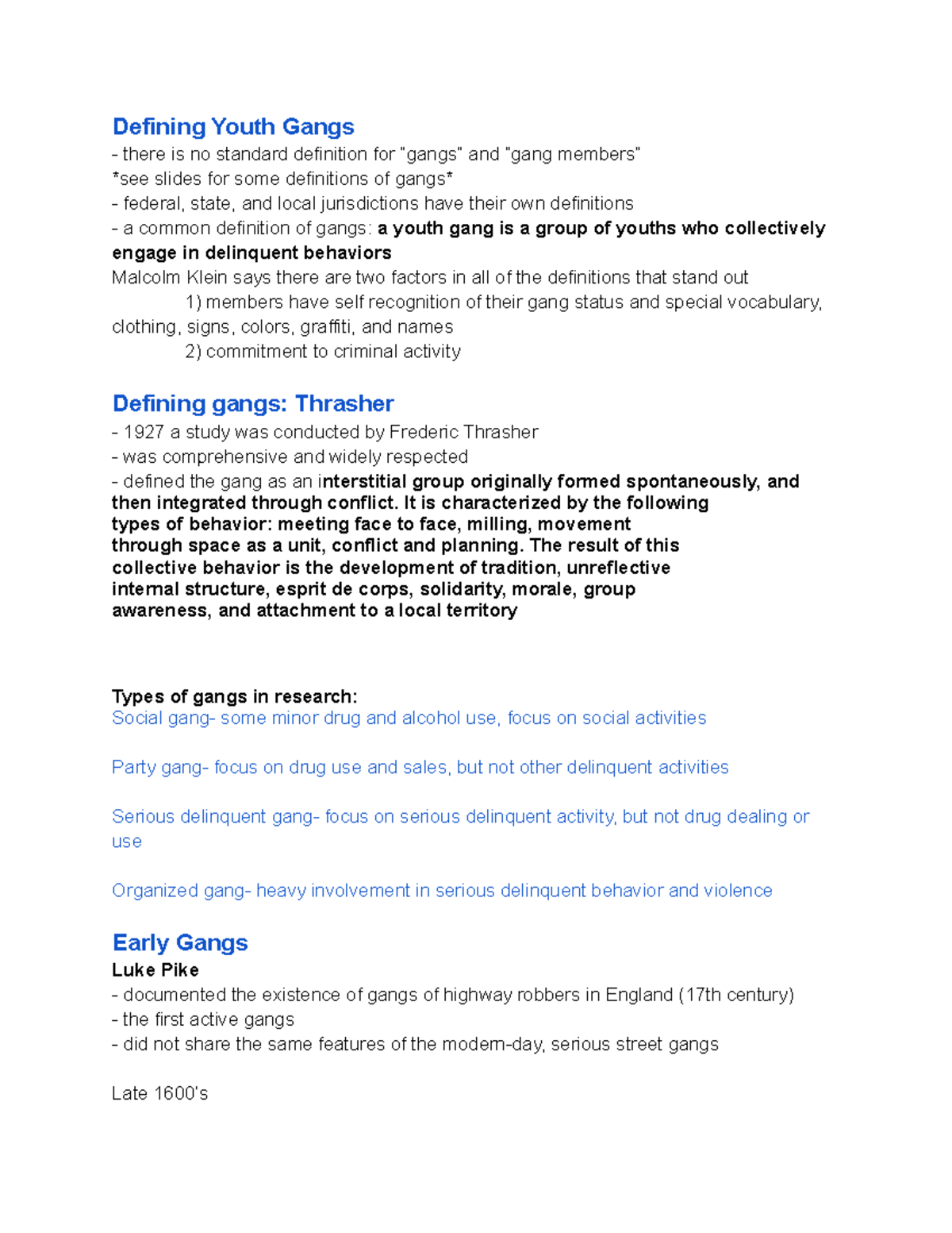 Youth gang notes part 2-2 - Defining Youth Gangs there is no standard ...