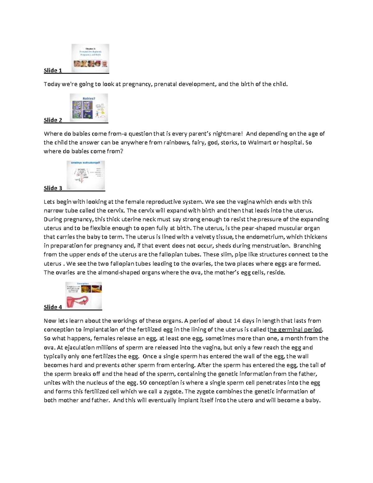 Pregnancy, Prenatal Development & Birth Processes Overview - Slide 1 ...