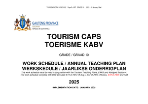 Tourism Study Guide for Grade 10 (G10) - Via Afrika - Studocu