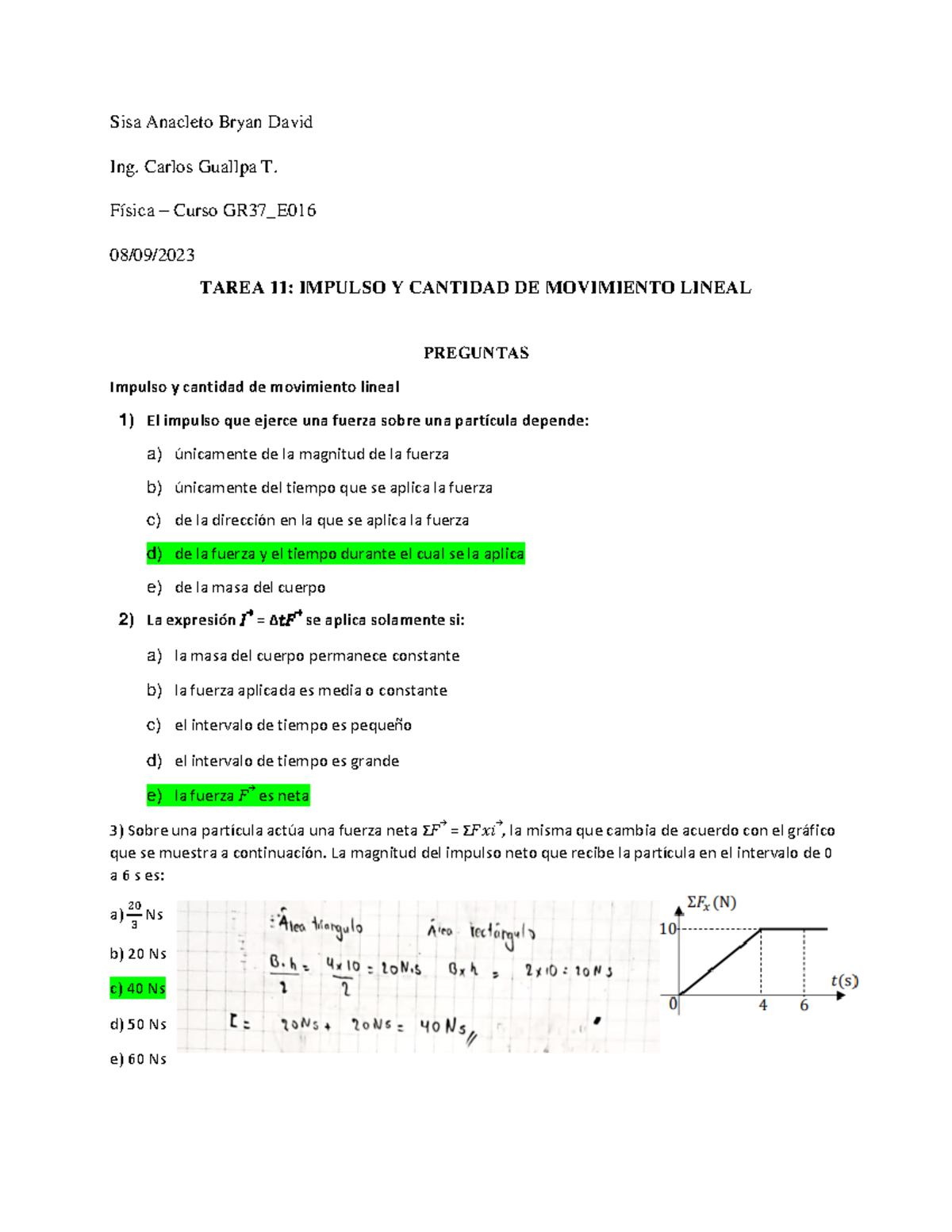 Hoja 11 física nivelación - Sisa Anacleto Bryan David Ing. Carlos ...