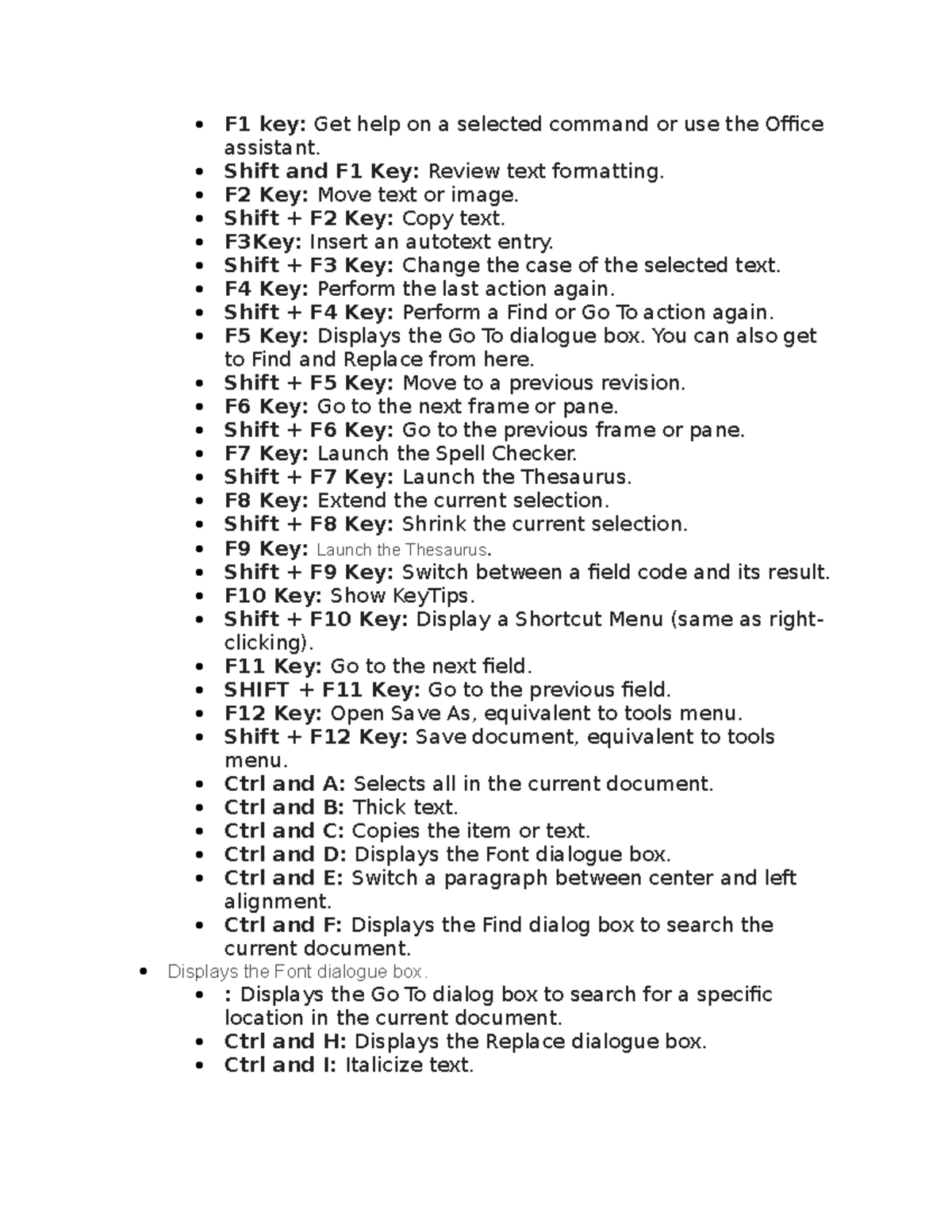 Shortcut - essay - F1 key: Get help on a selected command or use the ...