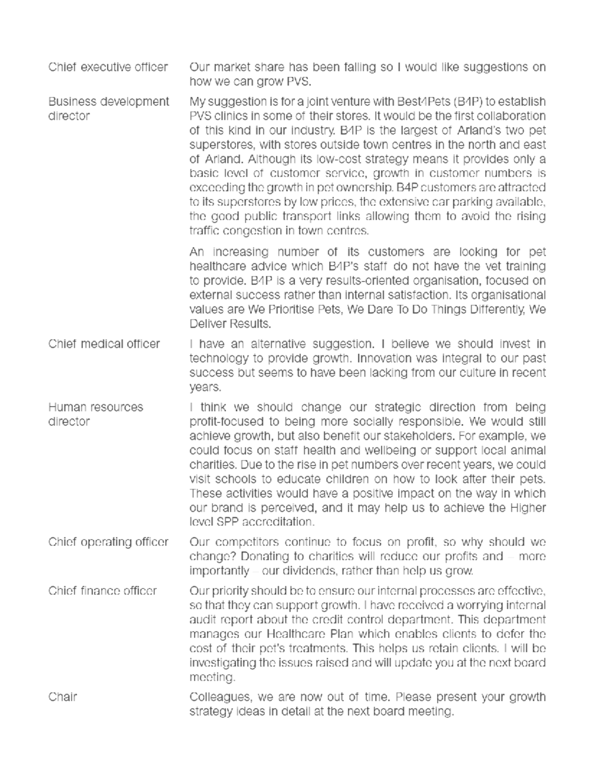 PVS Growth Strategy Discussion - Board Meeting Transcript - Studocu