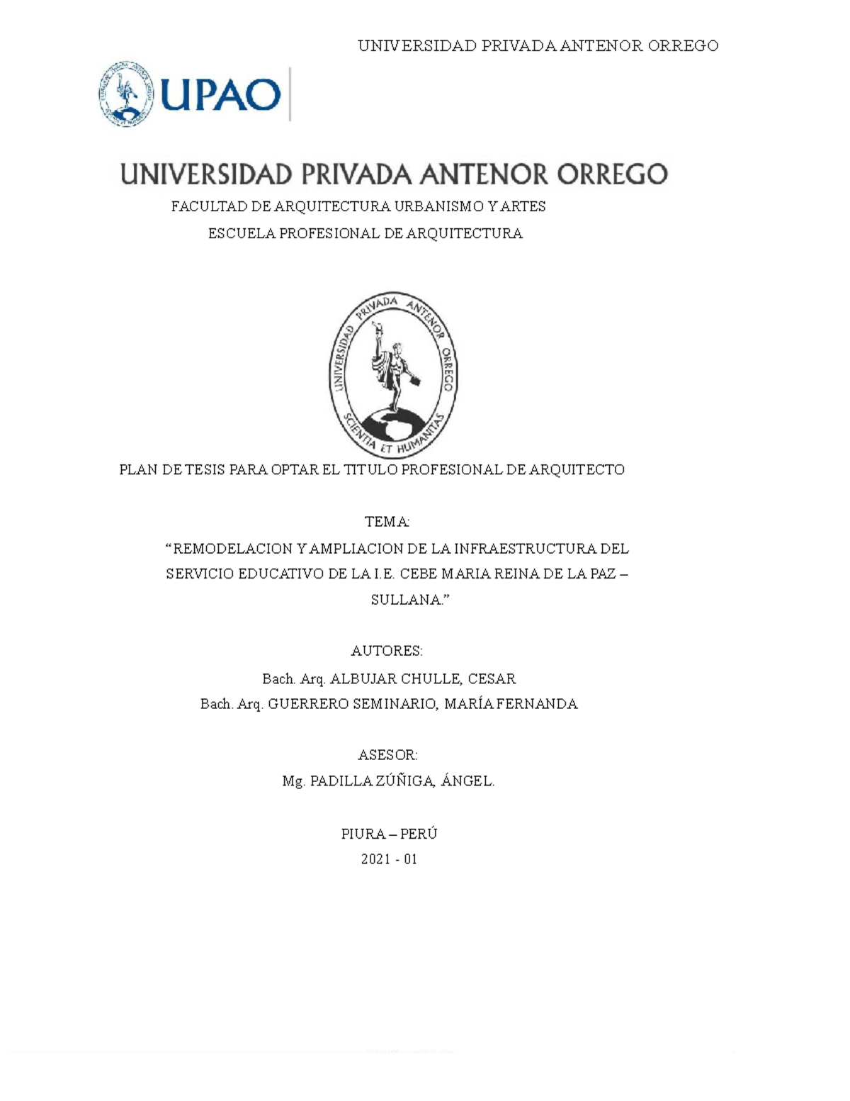 Plan de Tesis: Ampliación de Infraestructura Educativa - CEBE María ...