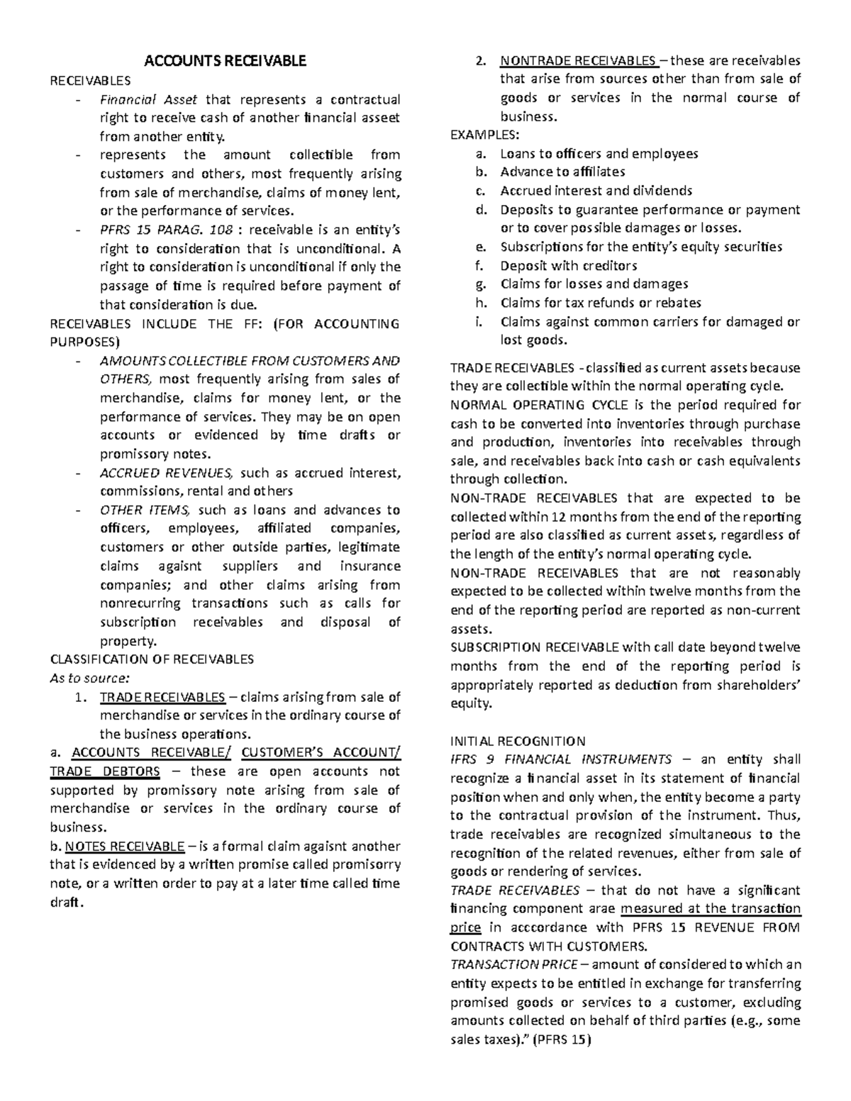 Accounts Receivable and Notes: Key Financial Concepts Explained - Studocu