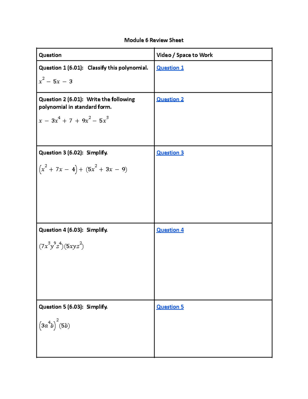 Copy of Module 6 Review Answers-FLEX v25 - Module 6 Review Sheet ...