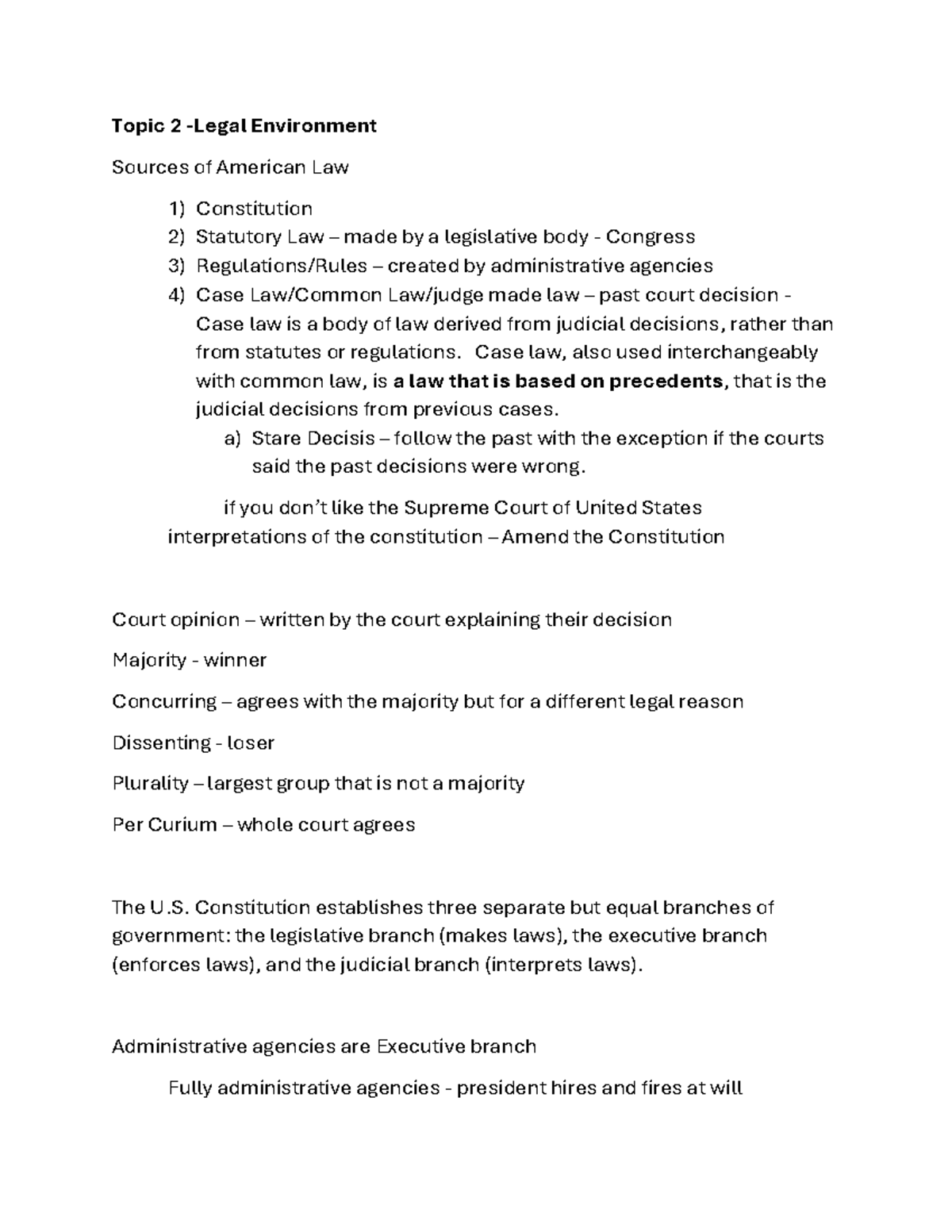 D216 Final Exam Study Guide: Sources of American Law & Intellectual ...